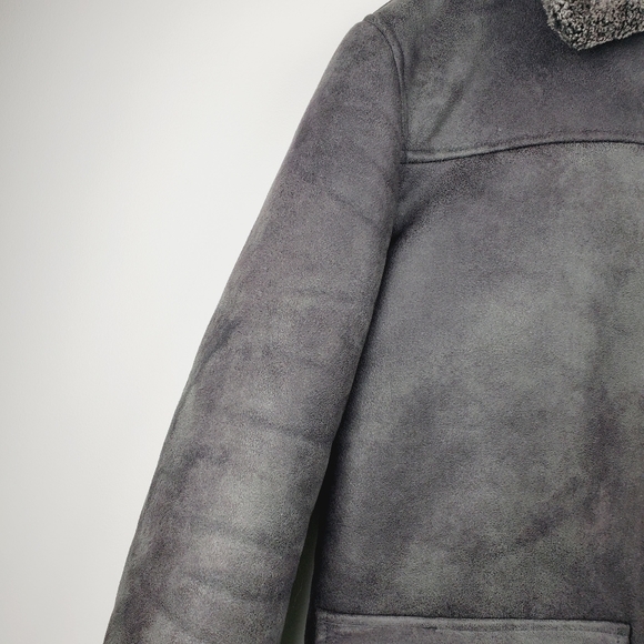 Black Rivet | Jackets & Coats | Black Rivet Gray Faux Fur Suede Coat ...